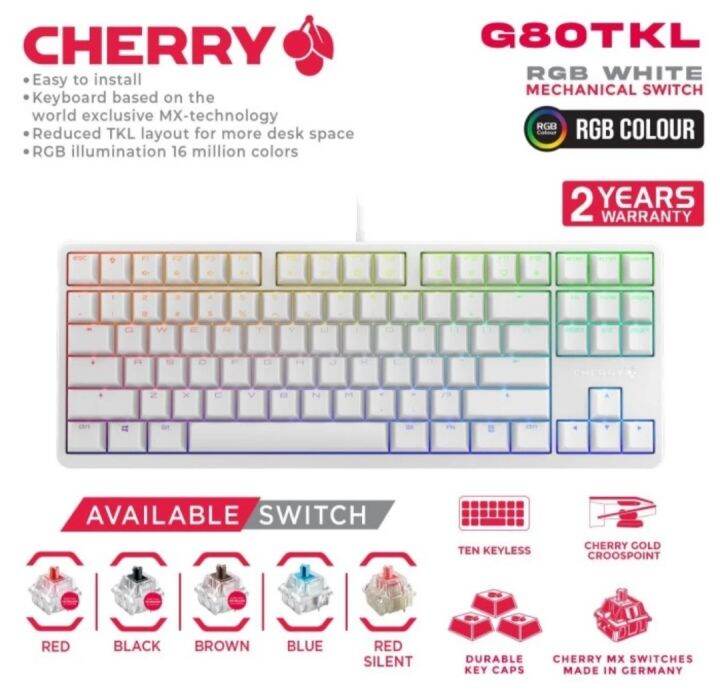 CHERRY MX G80-3000S White TKL RGB Mechanical Gaming Keyboard | Lazada ...