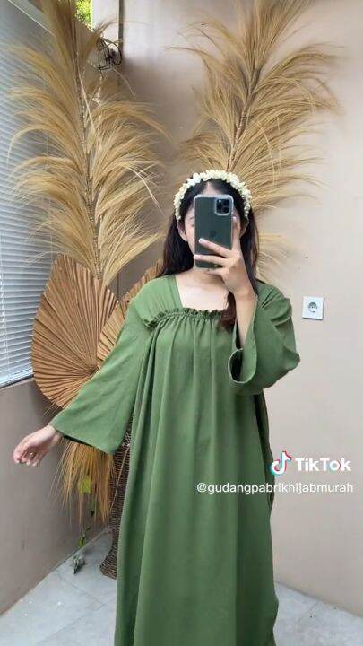 NADIN DRESS / DASTER ZARA CRINKLE TANGAN PANJANG / DASTER KERUT DADA ...