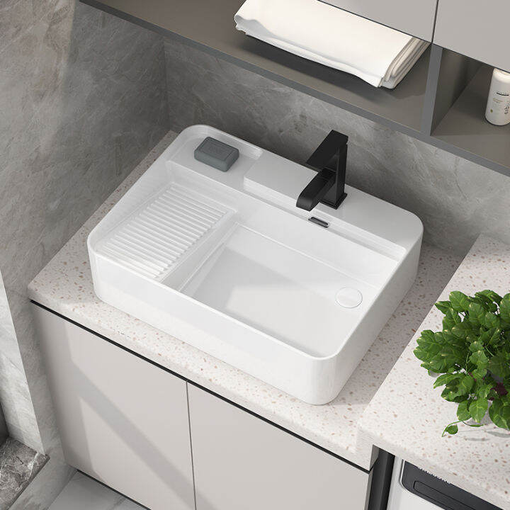 Table Basin with Washboard Wash Basin Laundry Basin Ceramic Balcony ...