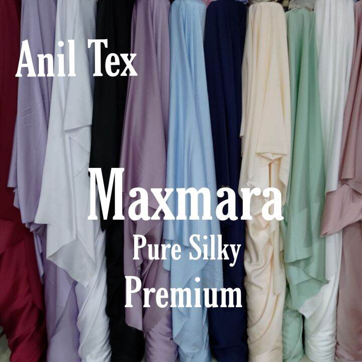 (Harga Per 0.5 M)kain satin maxmara pure silk/kain bahan satin ...