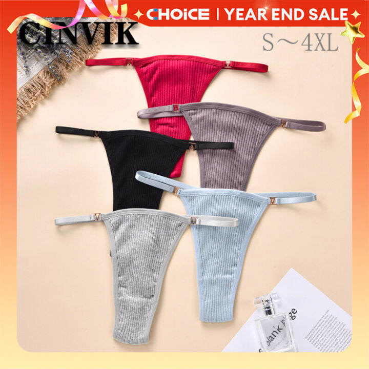 【cinvik】 2023 New Sexy T Back Panty For Women Low Rise Panties Cotton