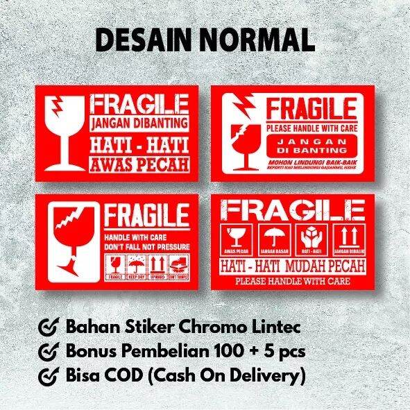 STIKER FRAGILE MURAH 50 PCS/STIKER FRAGILE LUCU/ STIKER FRAGILE PACKING ...