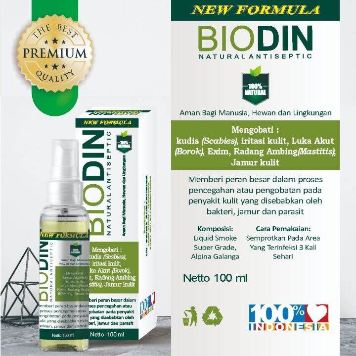 Biodin Spray Natural Antiseptic 100ml Obat Luka Hewan Akibat Jamur Exim ...