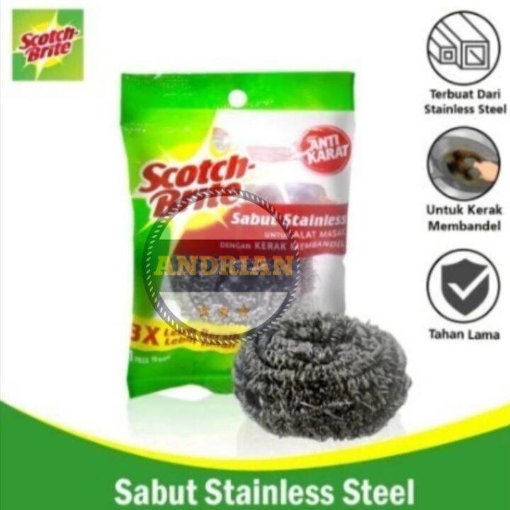 3M Scotch Brite Sabut Jaring Tanpa Menggores 15 x 7 x 2.5 cm Spons Cuci ...