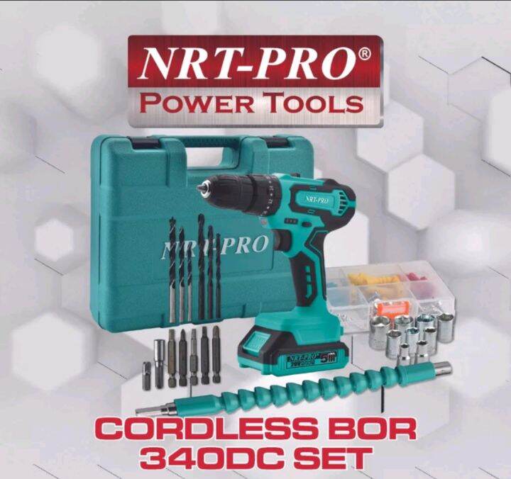 NEW Mesin Bor Baterai 20V NRT PRO DC340 Set Bor Cordless 20V Portable ...