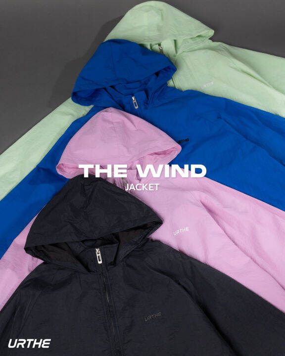 URTHE - เสื้อแจ็คเกต แขนยาว ผ้าร่ม สกรีน 3D โลโก้ รุ่น THE WIND JACKET ...