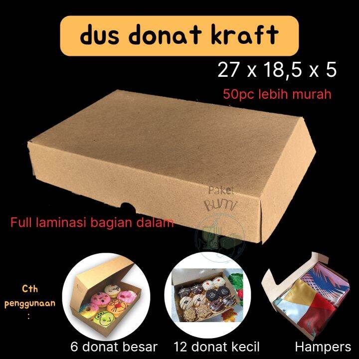 [isi 10pcs] box donat isi 6 isi 12 donut box dus kraft laminasi box ...