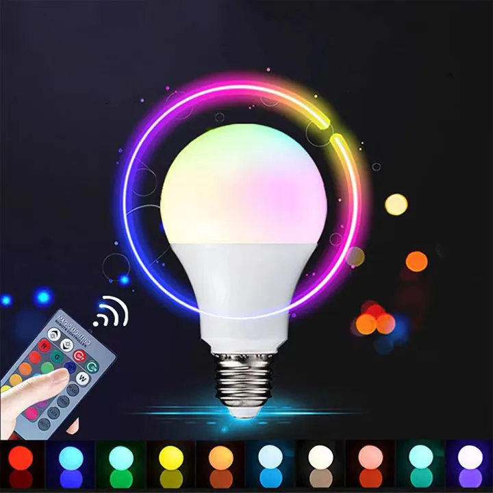 LED remote control color-changing bulb lamp Plastic package aluminum colorful rgb color bulb E27 ...