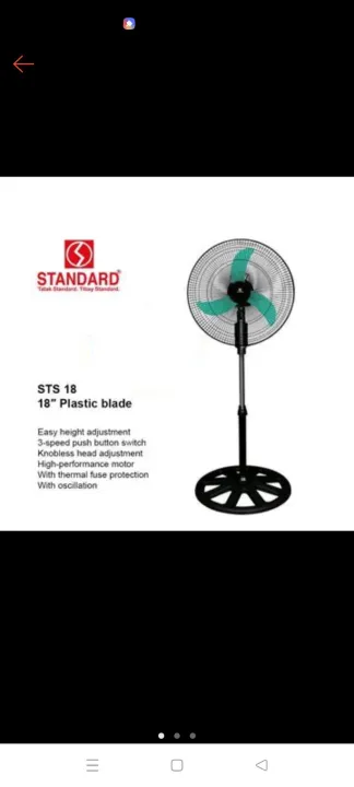 Standard STS-18 / SSM-18B 18″ Plastic blade Stand Fan STS 18 | Lazada PH