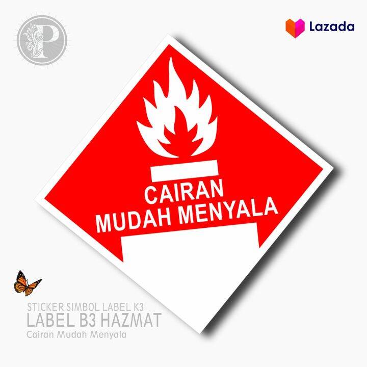 STIKER SIMBOL LABEL K3 LIMBAH B3 HAZMAT CAIRAN MUDAH MENYALA | Lazada ...