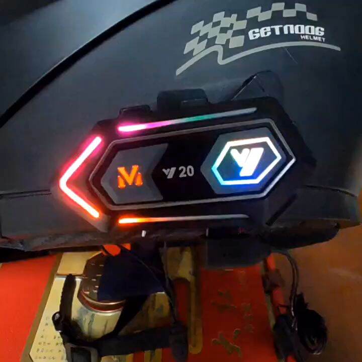 Motorcycle Intercom Headset Bluetooth Wireless Y20 Max For 2 Riders ...