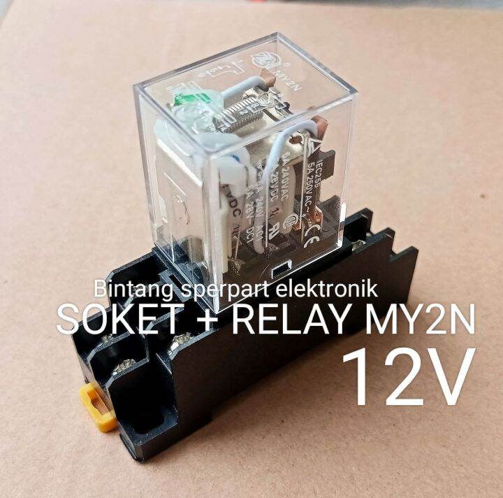 (PAKET) RELAY MY2N 12V 8PIN DAN SOKET RELAY MY2N 12V RELAY MY2N 12 VOLT ...