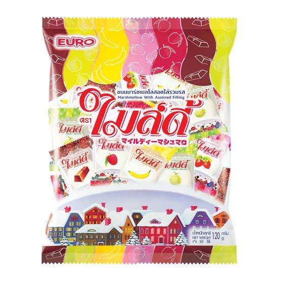 ไมล์ดี้ มาชเมลโล่ ขนม มาร์ชเมลโล่สอดไส้ รวมรส Marshmallow ยูโร่ ขนม ...