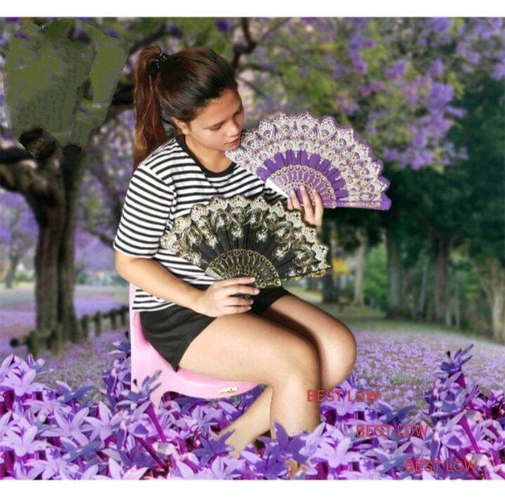 Folding Hand Fan Pamaypay with Design Random colors | Lazada PH