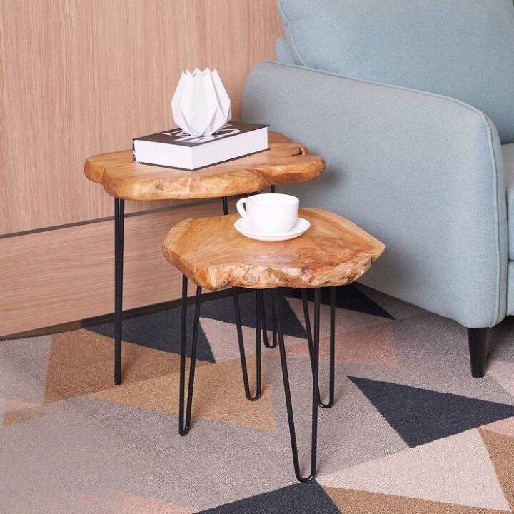 Meja Cafe Meja Kayu estetik alami natural wood table | Lazada Indonesia