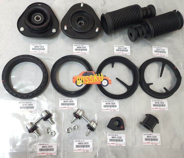 12IN1SET-FRONT ABSORBER MOUNTING/ COVER/COIL SPRING RUBBER LOWER/UPPER ...