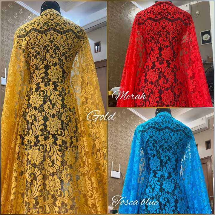 bahan kain brokat semi france/kain semi prancis panelan | Lazada Indonesia