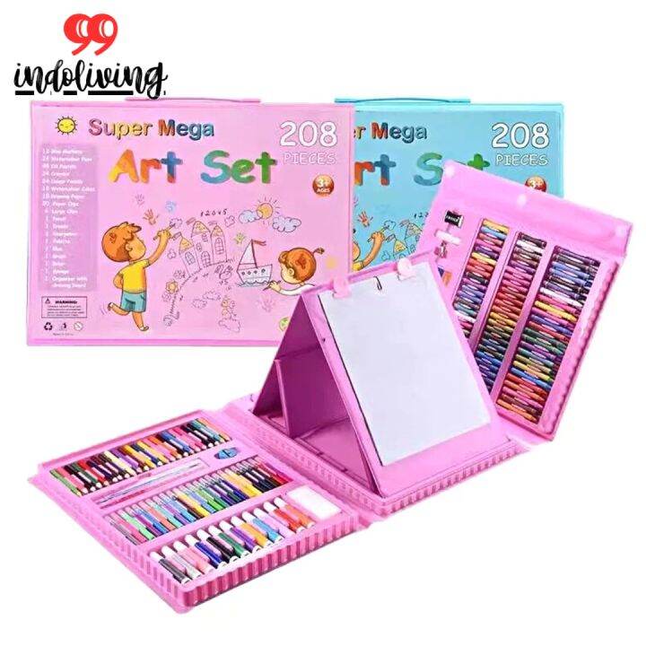 Cryon Set 208 Art Box Lengkap Untuk Menggambar Mewarnai | Lazada Indonesia