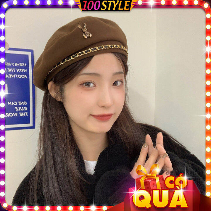 Nón Nồi Mũ Hoạ Sĩ Phối Khuy Thỏ Và Dây Xích - 100style | Lazada.vn