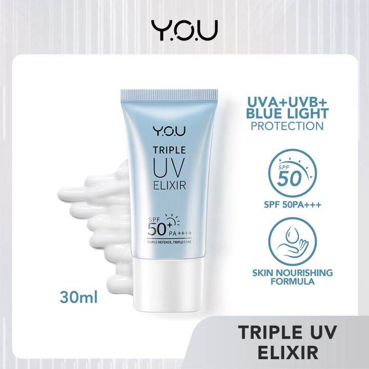 YOU Suncreen triple UV Elixir SPF 50+ PA+++ [UBA UVB Blue light ...