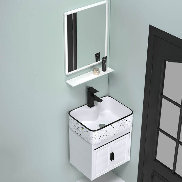 Small Apartment Wall-Mounted Ceramic Wash Basin Cabinet Bathroom ...