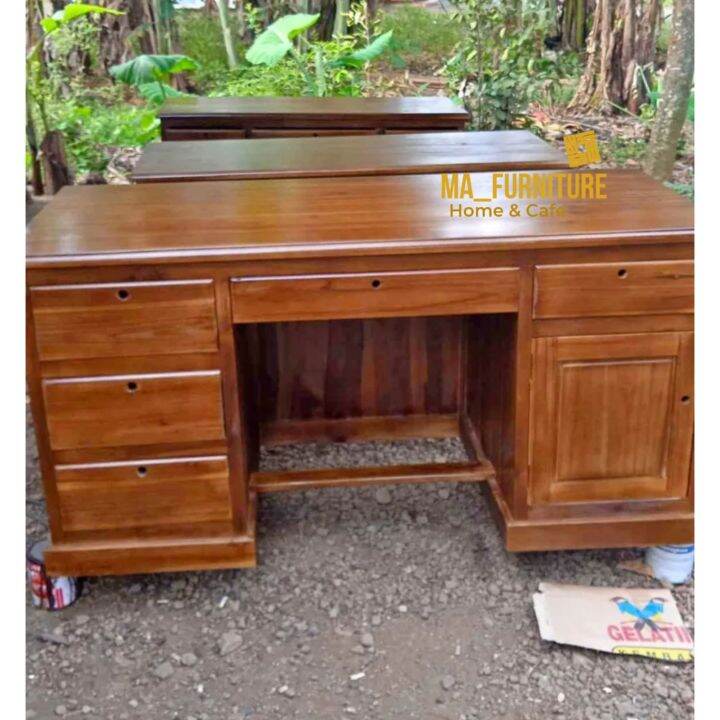 Meja Kantor 1 biro / meja guru / meja 1biro kayu jati | Lazada Indonesia