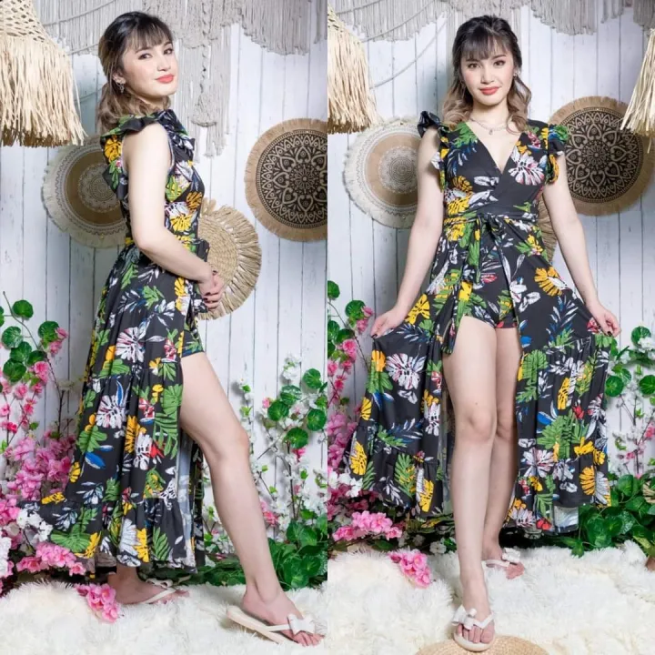 maxi dress with slit and short inside | Lazada PH