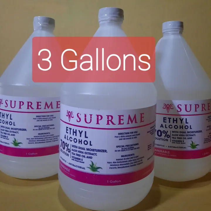 Alcohol 3 Gallons, Supreme Ethyl Alcohol 70% Solution with Moisturizer ...