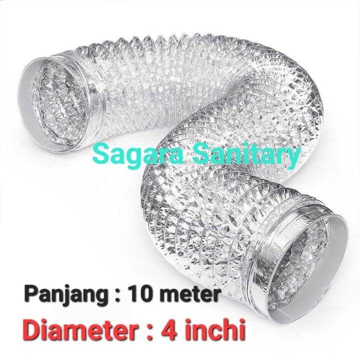 flexible ducting 4 in (10meter) pipa alumunium tahan panas 4" pipa flexible exhaust, AC ...
