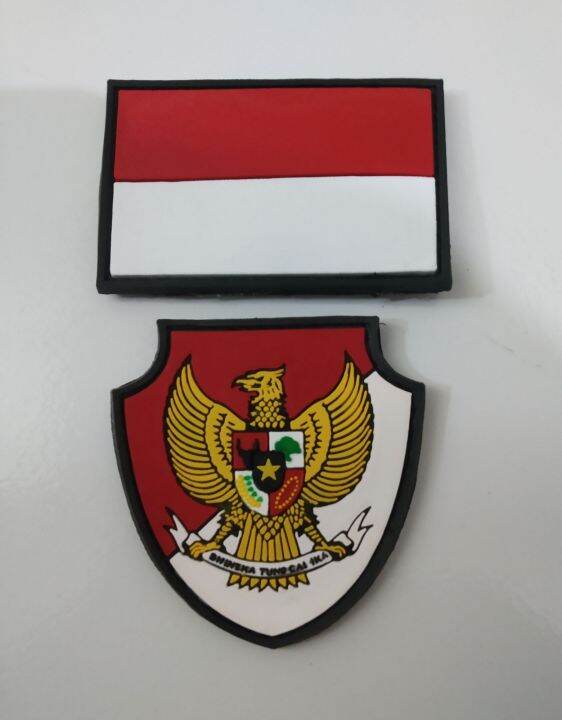 Patch rubber satu set bendera merah putih dan logo garuda tameng dasar ...
