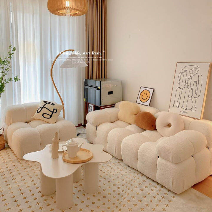 INS Cream Style Sofa Small Apartment Fabric Corner Direct Discharge ...
