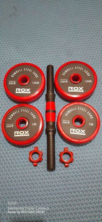 BARBELL DUMBELL ROX 5KG ADJUSTABLE BARBEL BONGKAR PASANG BAHAN RING ...