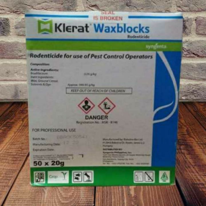 Syngenta Klerat Rodenticide Brodifacoum Wax Blocks (50x 20grams ...