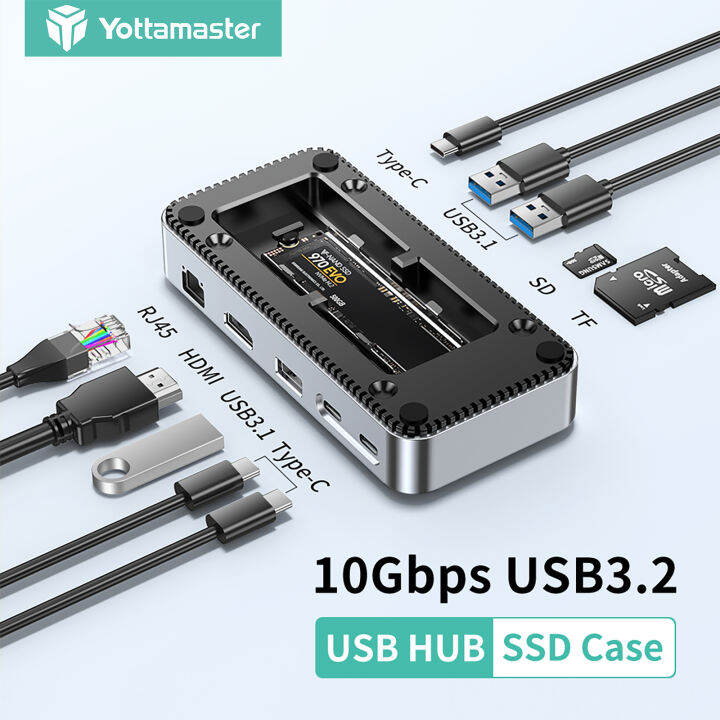 【Upgraded Version】Yottamaster 10Gbps USB C Hub with M.2 SSD Enclosure ...