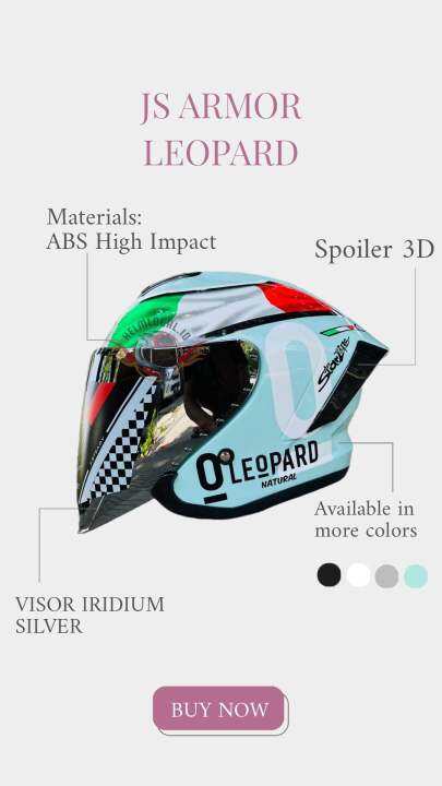 JS Armor Helm Leopard Warna Easy Green Helmet Spoiler 3D | Lazada Indonesia