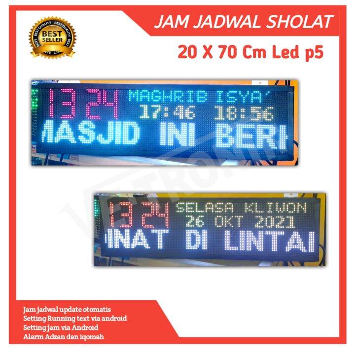 Jadwal sholat digital jam masjid led p5 rgb | Lazada Indonesia