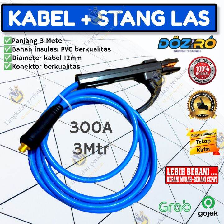kabel las set 3m 12mm 300a + stang las | Lazada Indonesia