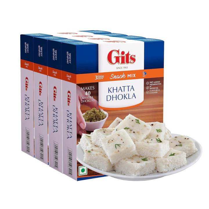 Gits Instant Khatta Dhokla Mix, Makes 40 Per Pack, Pure Veg, Instant ...