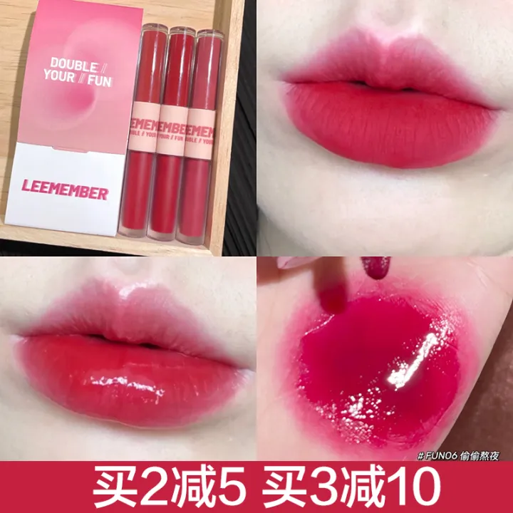 Leemember LEEMEMBER Double-Headed Lip Glaze Matte Matte Water Light Mirror Lipstick Niche Brand ...