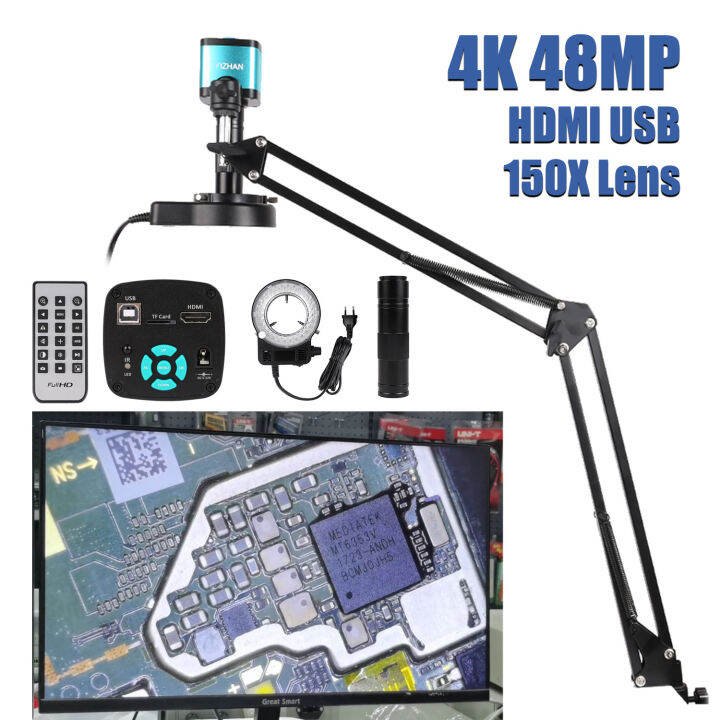 48MP 4K Digital Microscope For Electronics USB HDMI Industrial ...