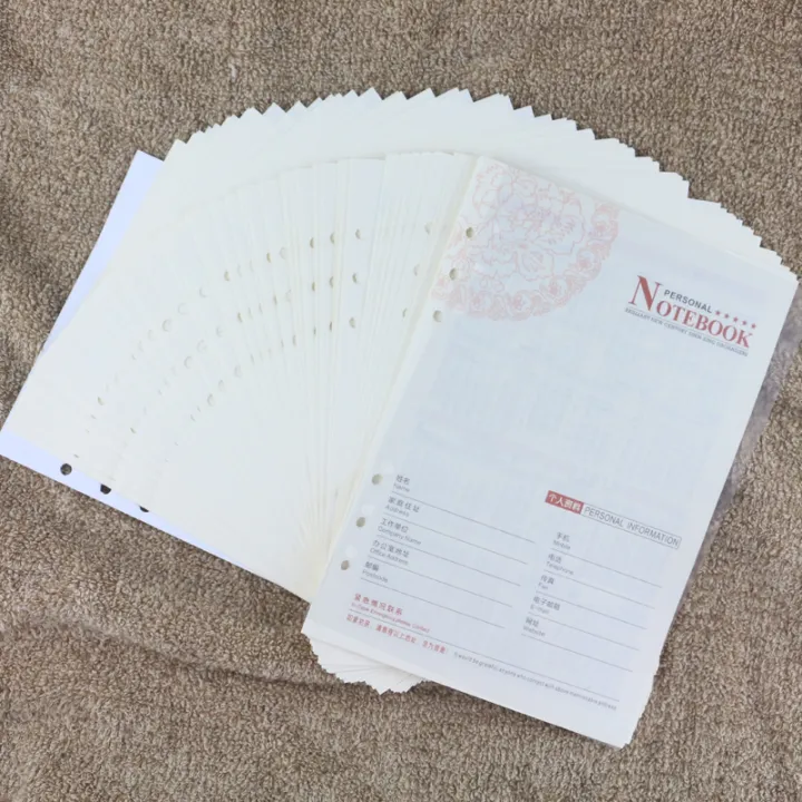 A5 Notepad Replacement Inner Core 6-Hole Loose-Leaf Clip Notebook Blank ...