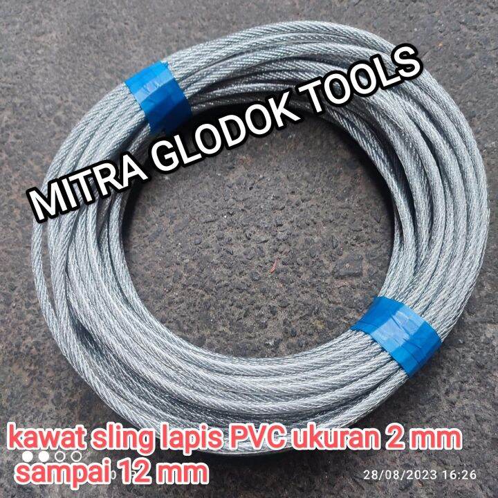Kawat sling lapis pvc ukuran 2 mm sampai 12 mm kawat sling baja lapis pvc sling hoist seling ...