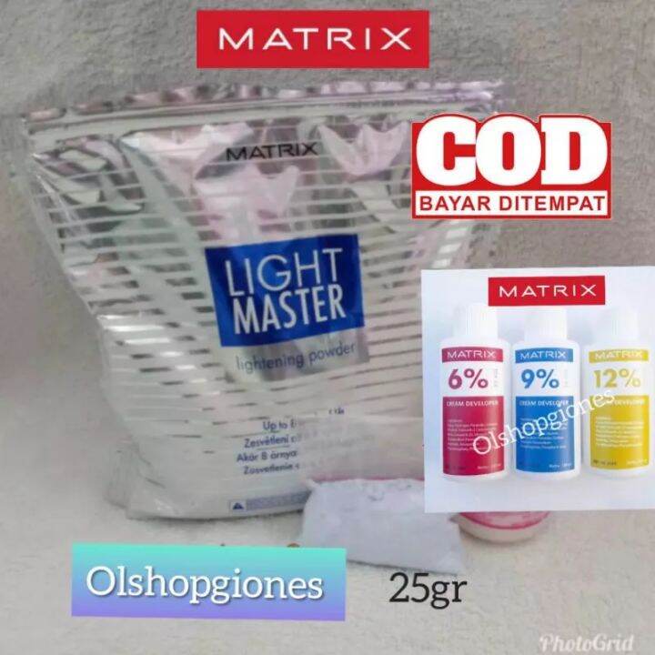 Matrix Bleaching Light Master powder biru cat rambut + oxydant campuran ...