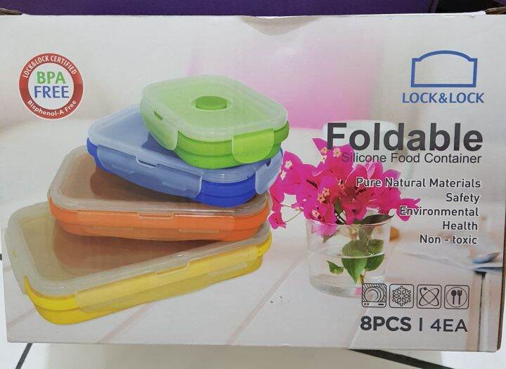 LOCK&LOCK Foldable Silicone Food Container, tempat makan lipat praktis ...