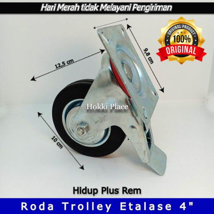 Roda Trolley Xander 4 inch hidup-RODA TROLLEY KARET REM 4" INCH HIDUP-RODA ETALASE-RODA MEJA ...
