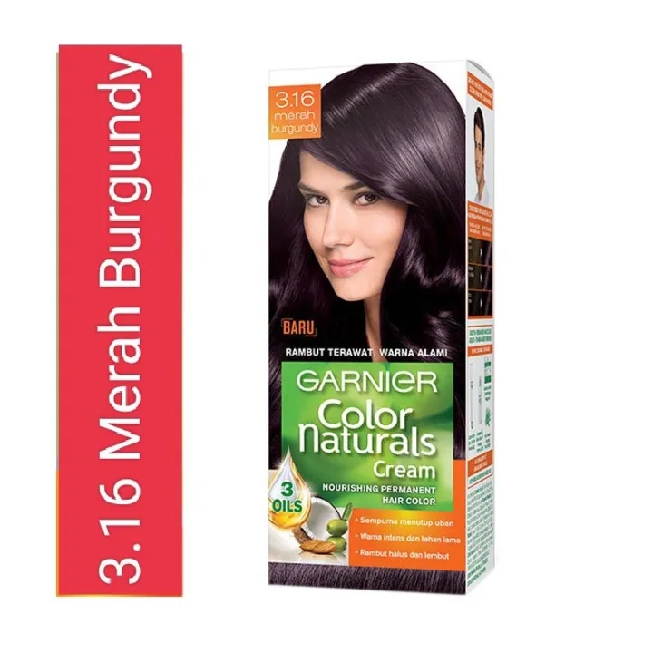 Garnier Hair Color Natural Cream 3.16 Merah Burgundy -Netto 60ml+40g ...