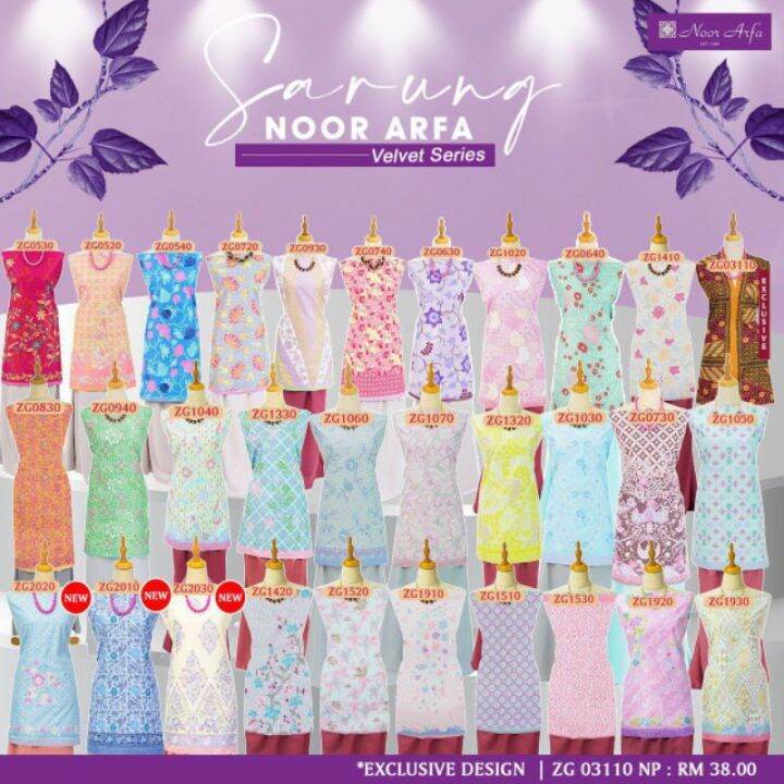 1.NOOR ARFA BATIK SARUNG VELVET SERIES BATIK PASTEL BATIK MODEN BATIK ...