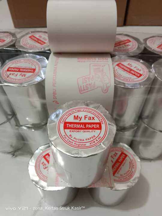 Kertas thermal roll logo pasti pas spbu 58x48mm paket 10 pcs struk ...