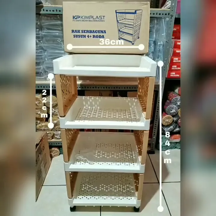 RAK PLASTIK 4 Susun dengan Roda - Rak Serbaguna KIMPLAST Rak Portable ...