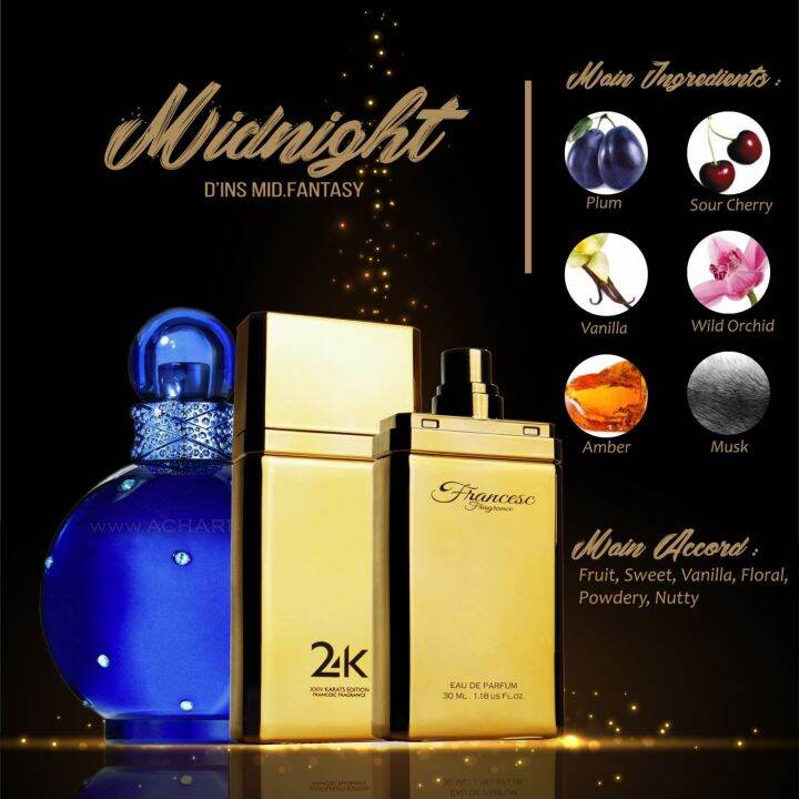 24K Gold Perfume Midnight 30ml Francesc Frangrance/Tahan lebih 8jam ...